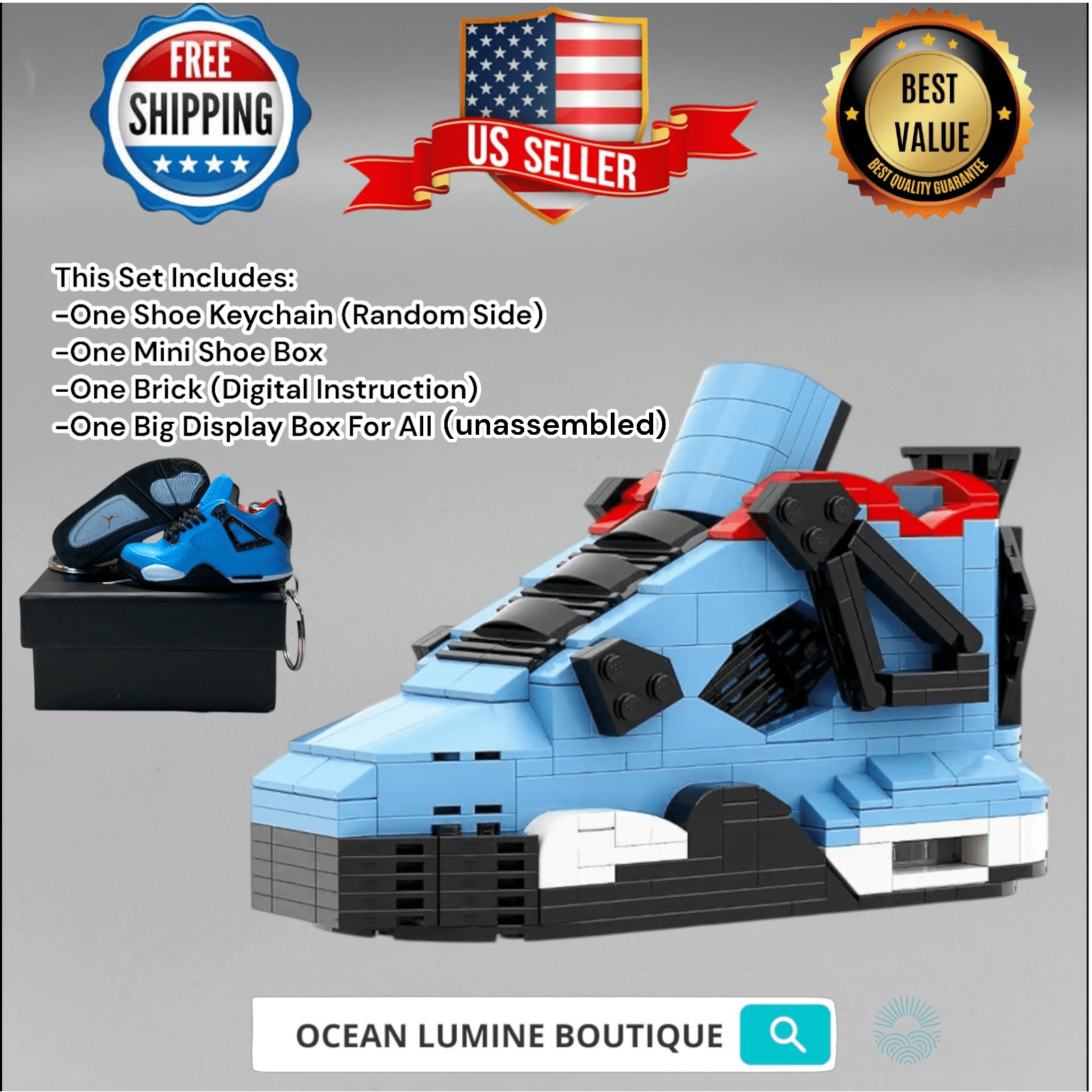 OLB-Jordan 4 TSCactus Jack Sneaker Puzzle Bricks With Set Of Matching ...