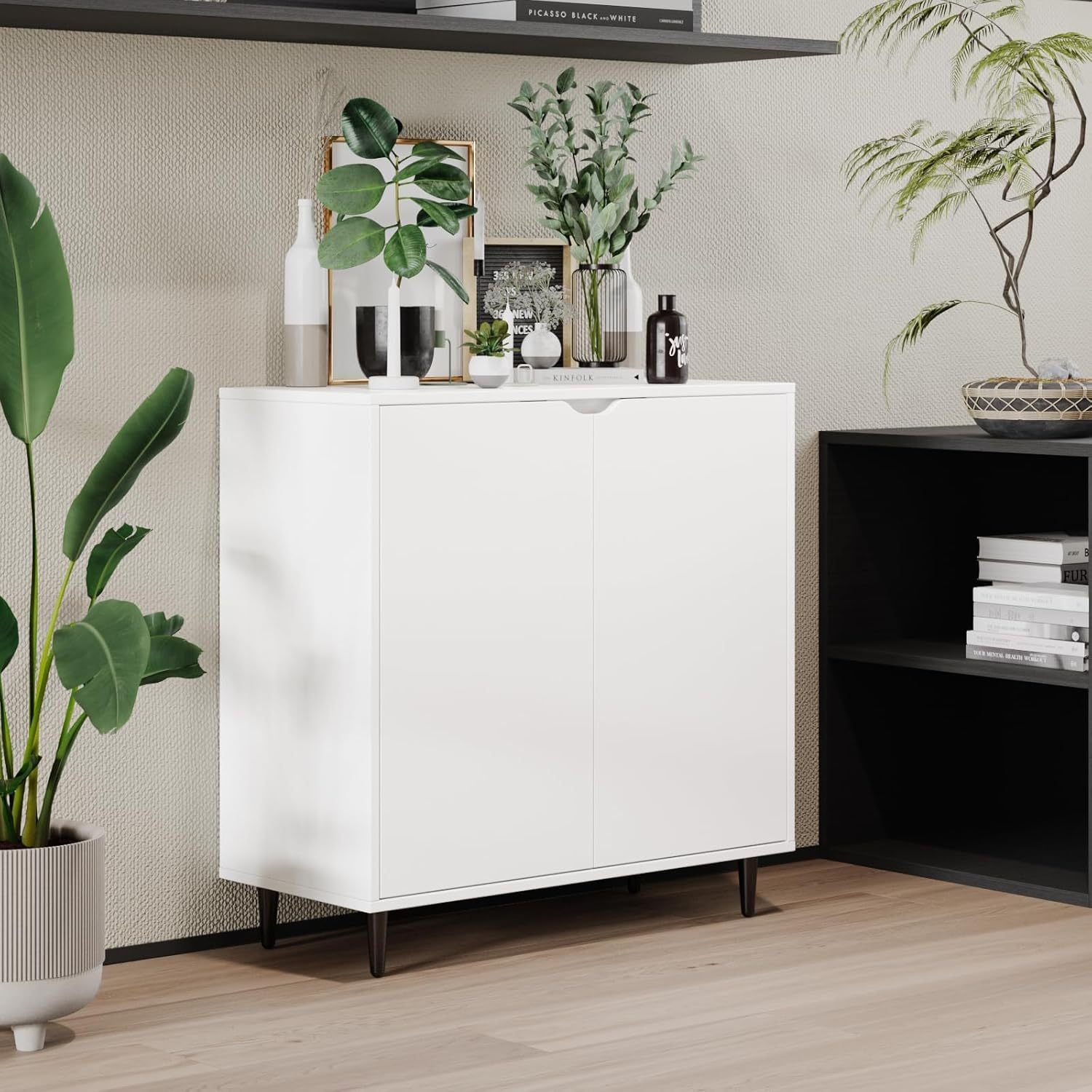 OLD CAPTAIN Floor Storage Cabinet Wooden, 31" Freestanding Storage ...