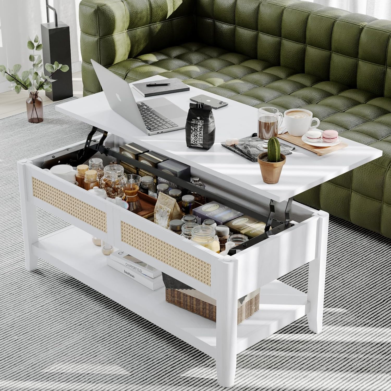 OLD CAPTAIN Lift Top Coffee Table with Large Hidden Storage Spaces, 42 ...