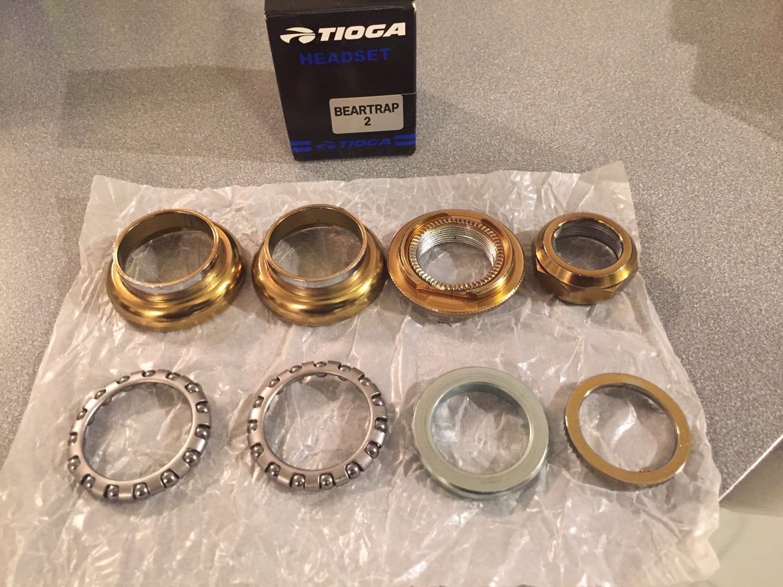 OLD SCHOOL BMX TIOGA BEARTRAP 2 HEADSET GOLD 1" threaded NEW tange gt ...