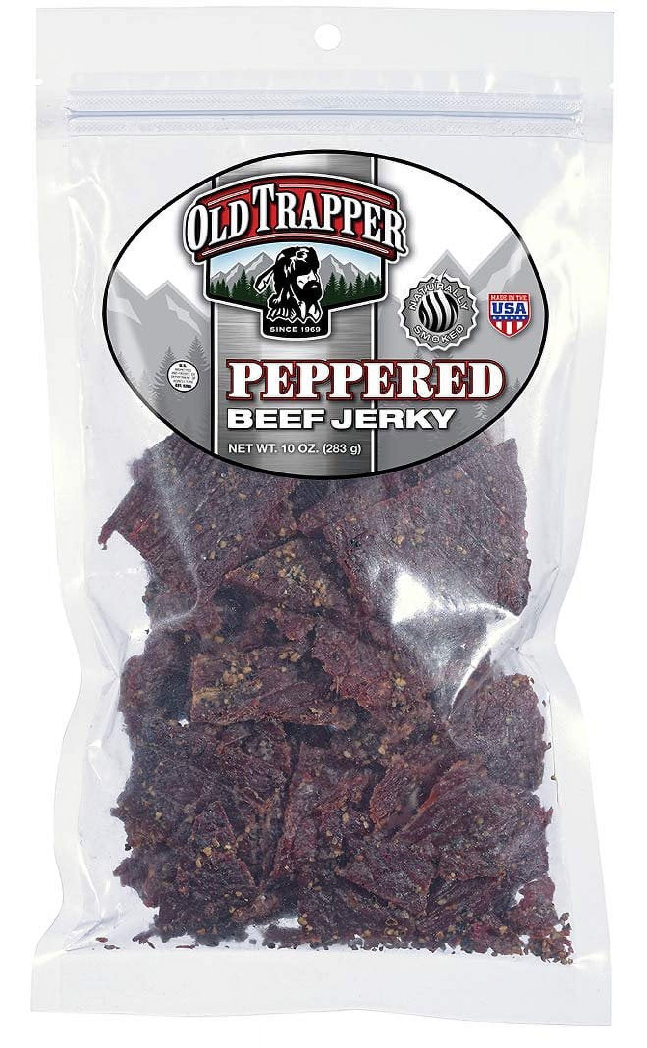 Old Trapper Peppered Beef Jerky, Spicy, 10oz Bag, High Protein Keto ...