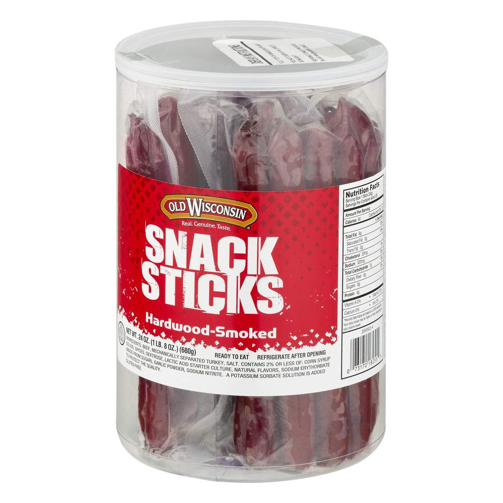 OLD WISCONSIN Beef Snack AKF18 Sticks, High Protein, Gluten Free, 24 ...