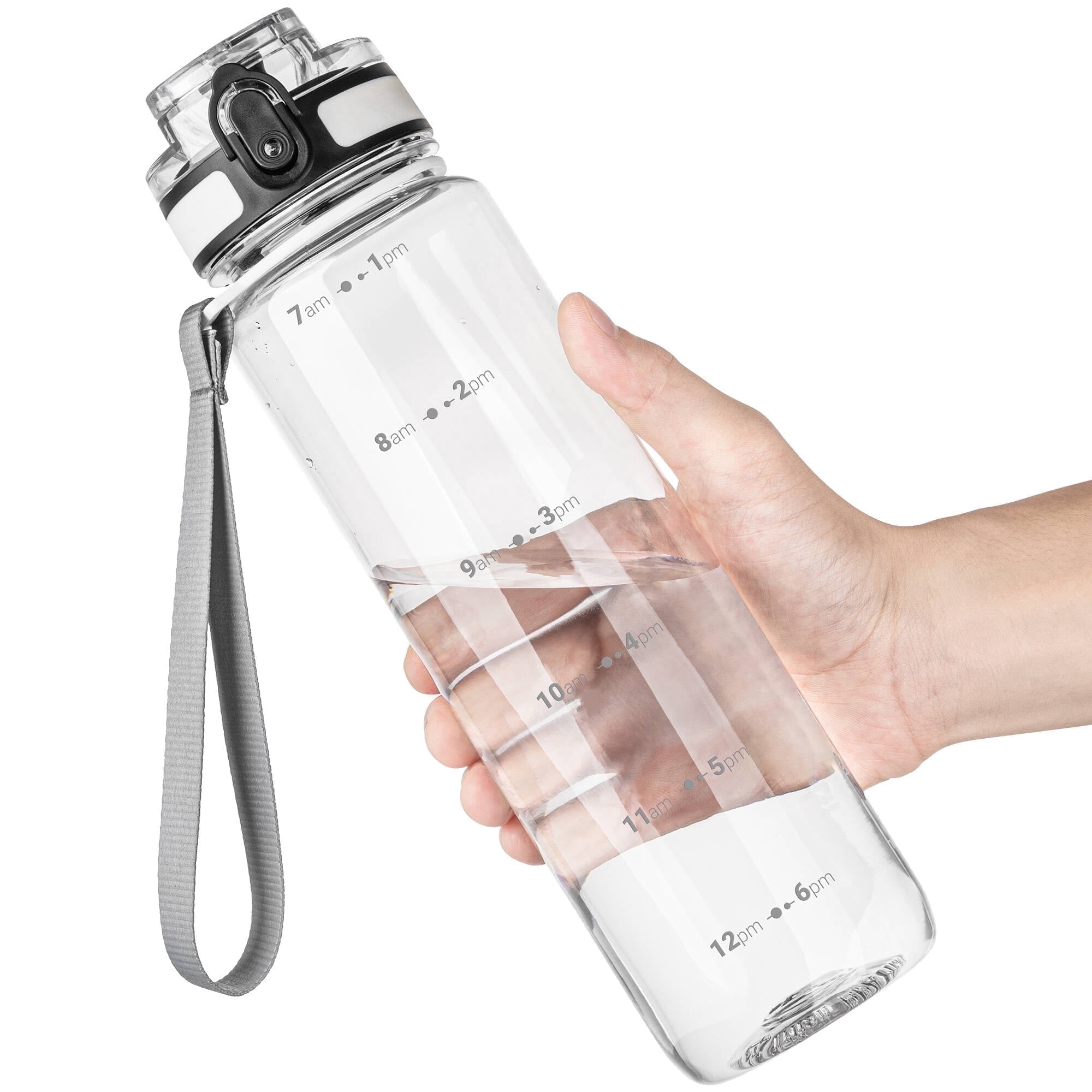 Oldley 32oz Gym Water Bottle with Strap & Time Marker, Tritan Plastic ...