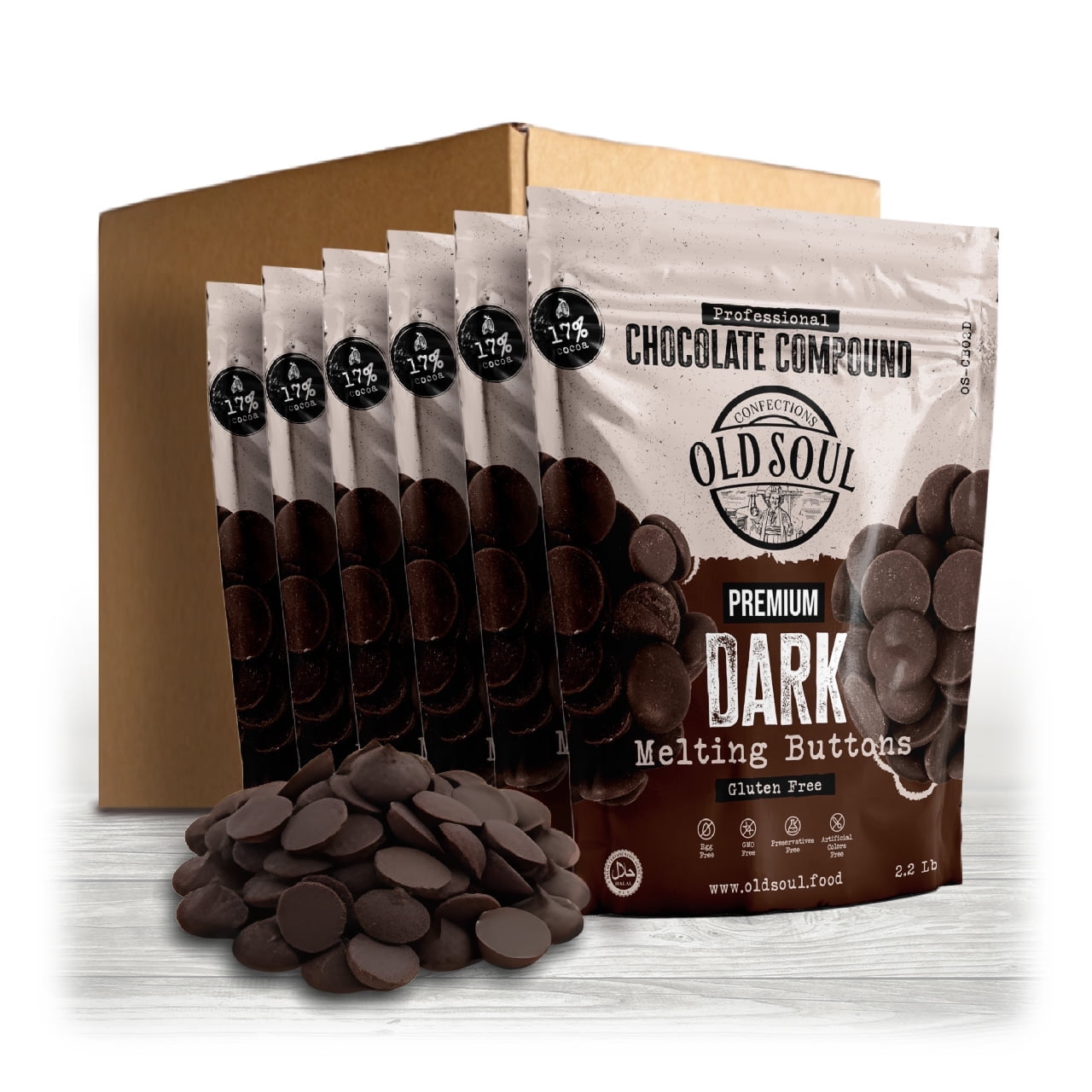 OLDSOUL Chocolate Compound Buttons 13.2 lb | Dark Chocolate 17% Real ...