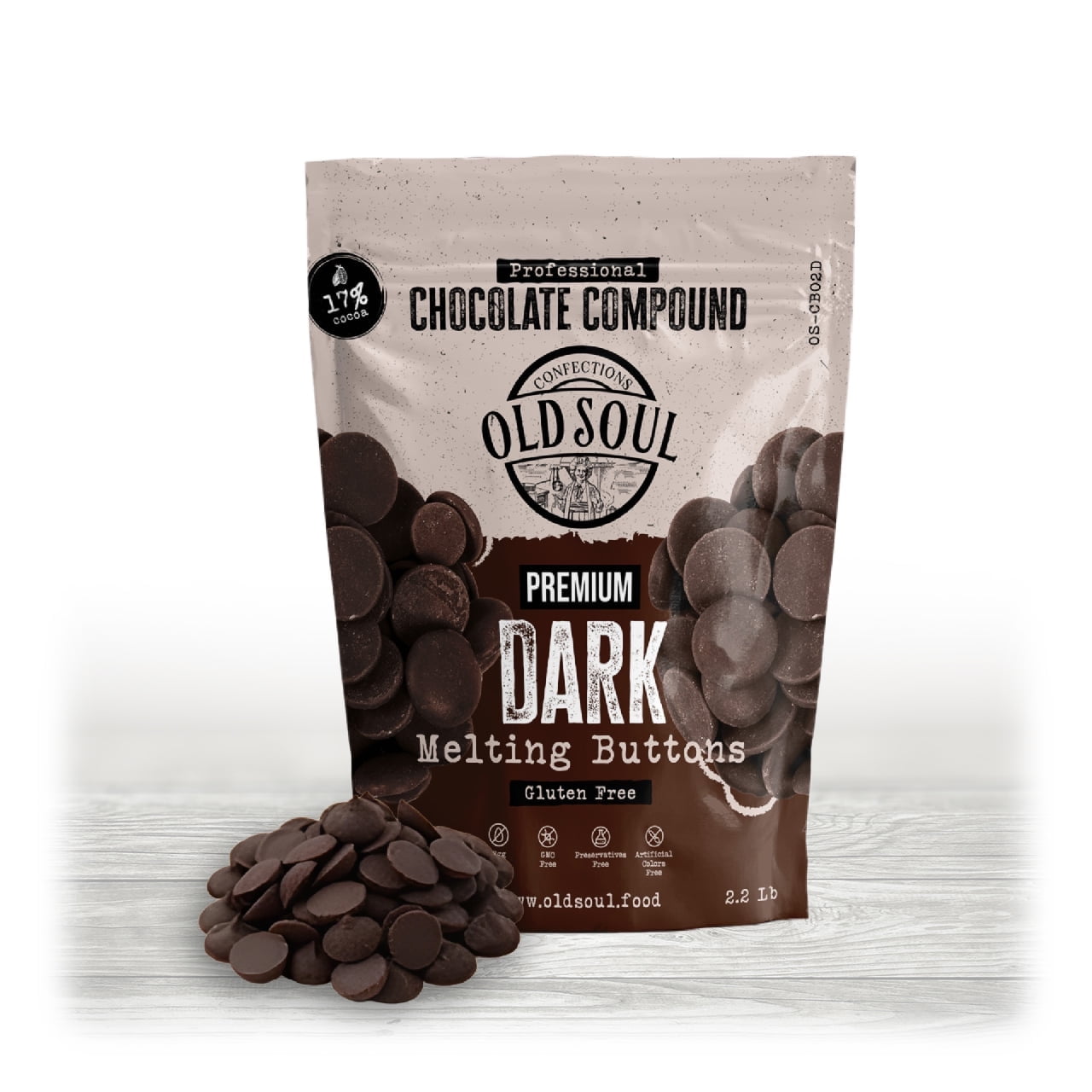 OLDSOUL Chocolate Compound Buttons 2.2 lb | Dark Chocolate 17% Real ...