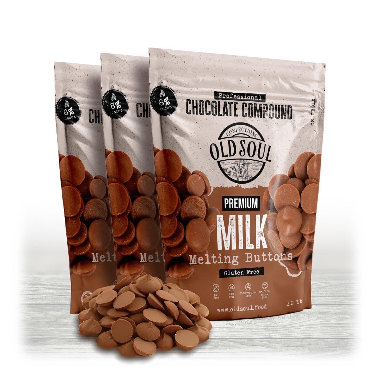 OLDSOUL Chocolate Compound Buttons 6.6 lb | Milk Chocolate 8% Real ...