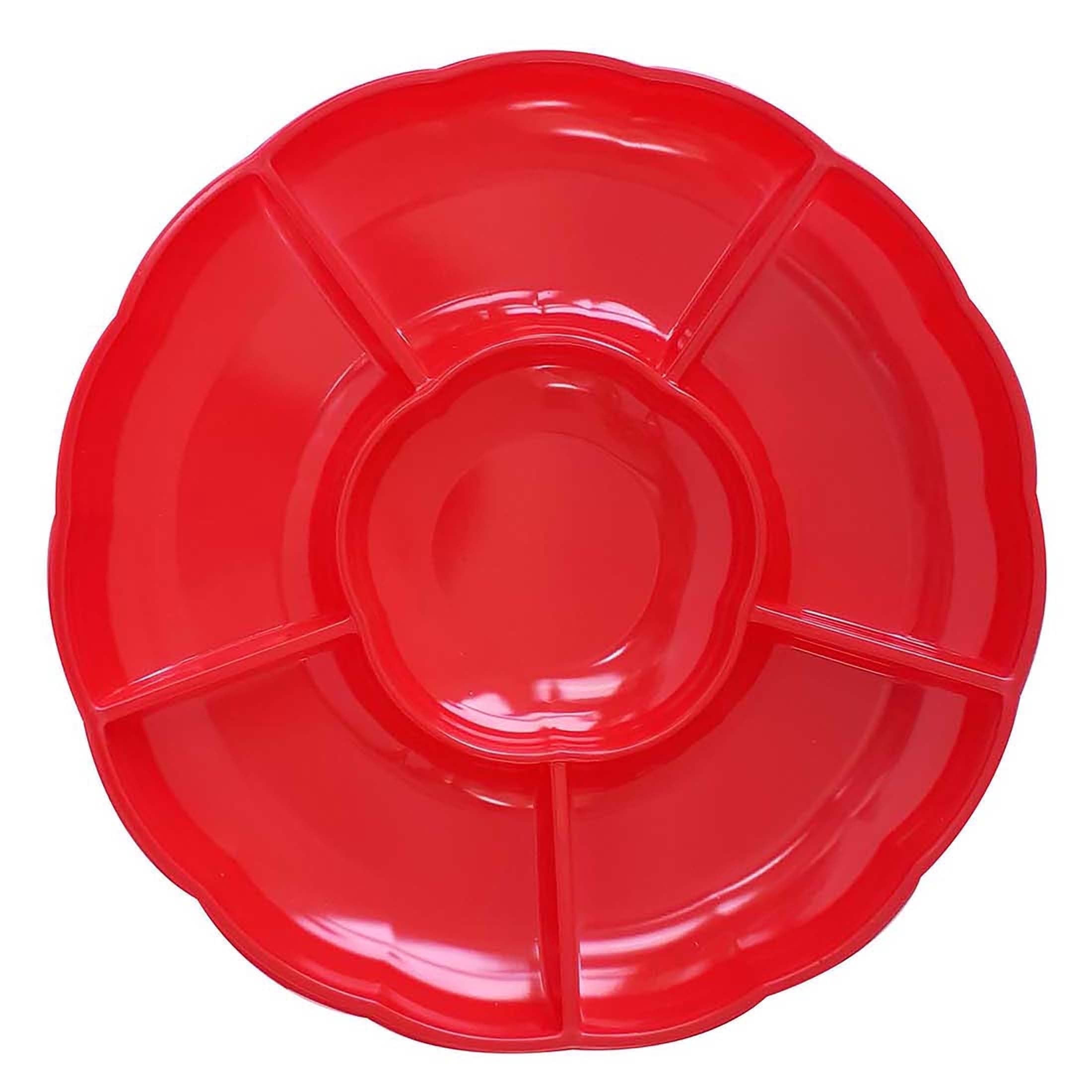 OLEGO 12" Circular Platter, 6 Compartments, 3 Count, Red - Walmart.com