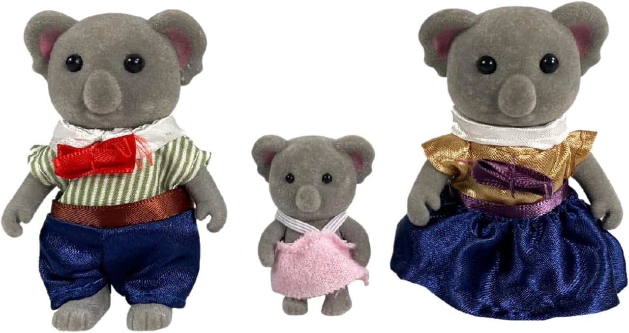 OLEOCA Family Gray Koala Figures — Set of 3 Collectible Flocked Mini ...