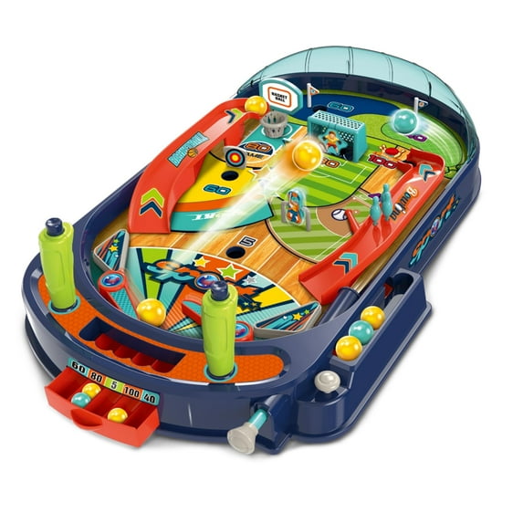 OLEOCA Kids Pinball Machine — Tabletop Arcade Game with Obstacles, Pull-Rod Launcher, Flippers ...