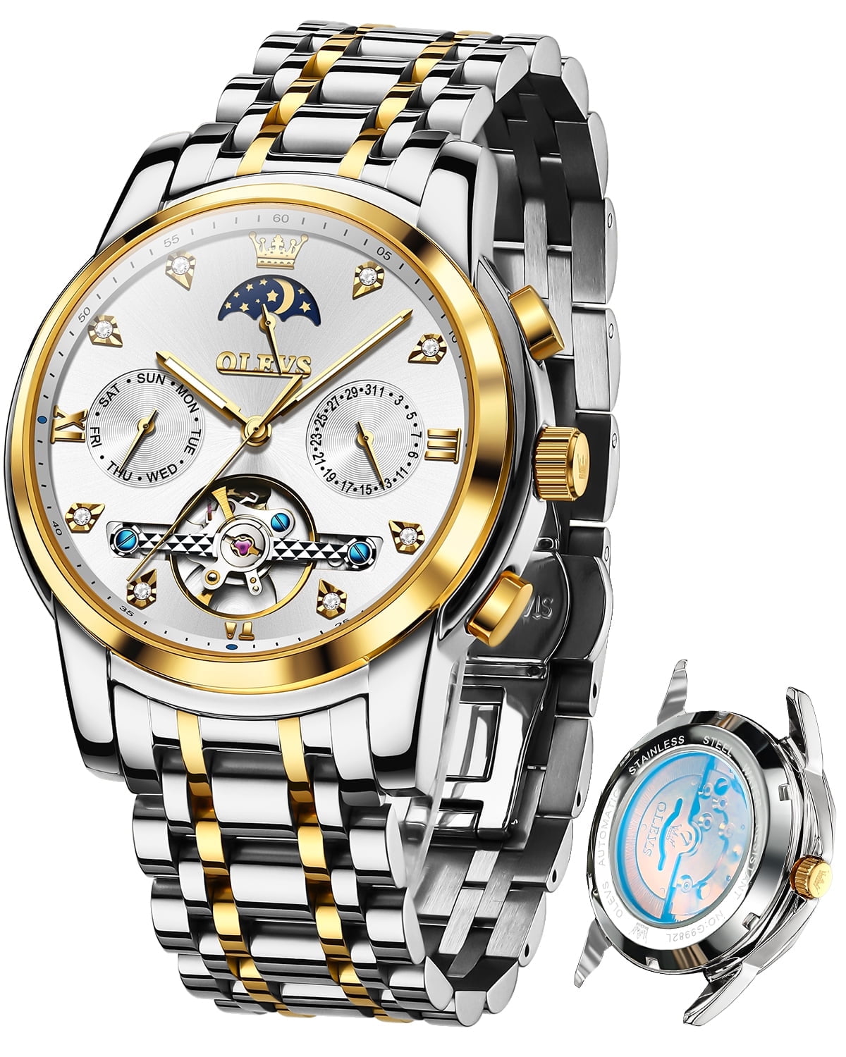 OLEVS Automatic Watches for Men Self Winding Mechanical Skeleton ...