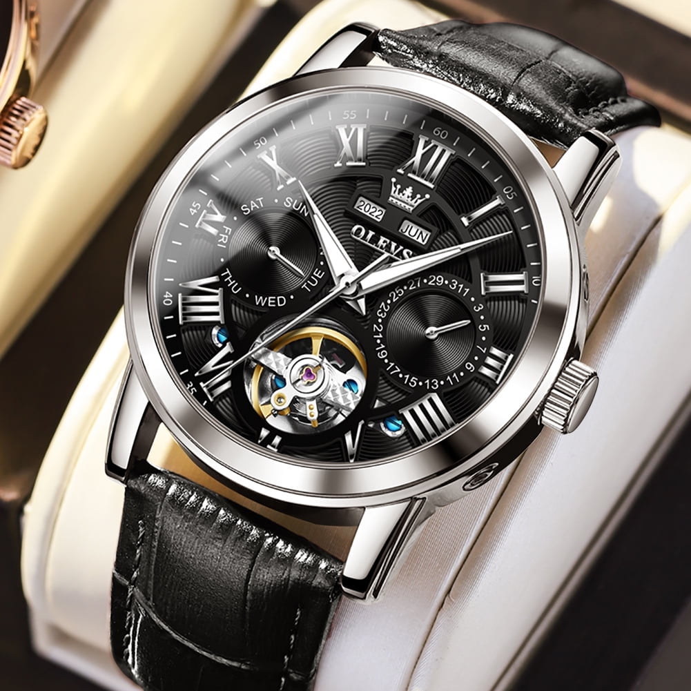 OLEVS Automatic Watches for Men Self Winding Mechanical Skeleton ...