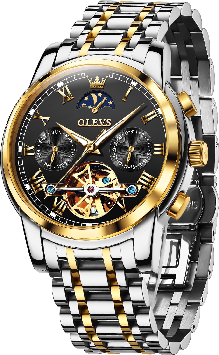 OLEVS Automatic Watches for Mens Skeleton Mechanical Self Winding ...