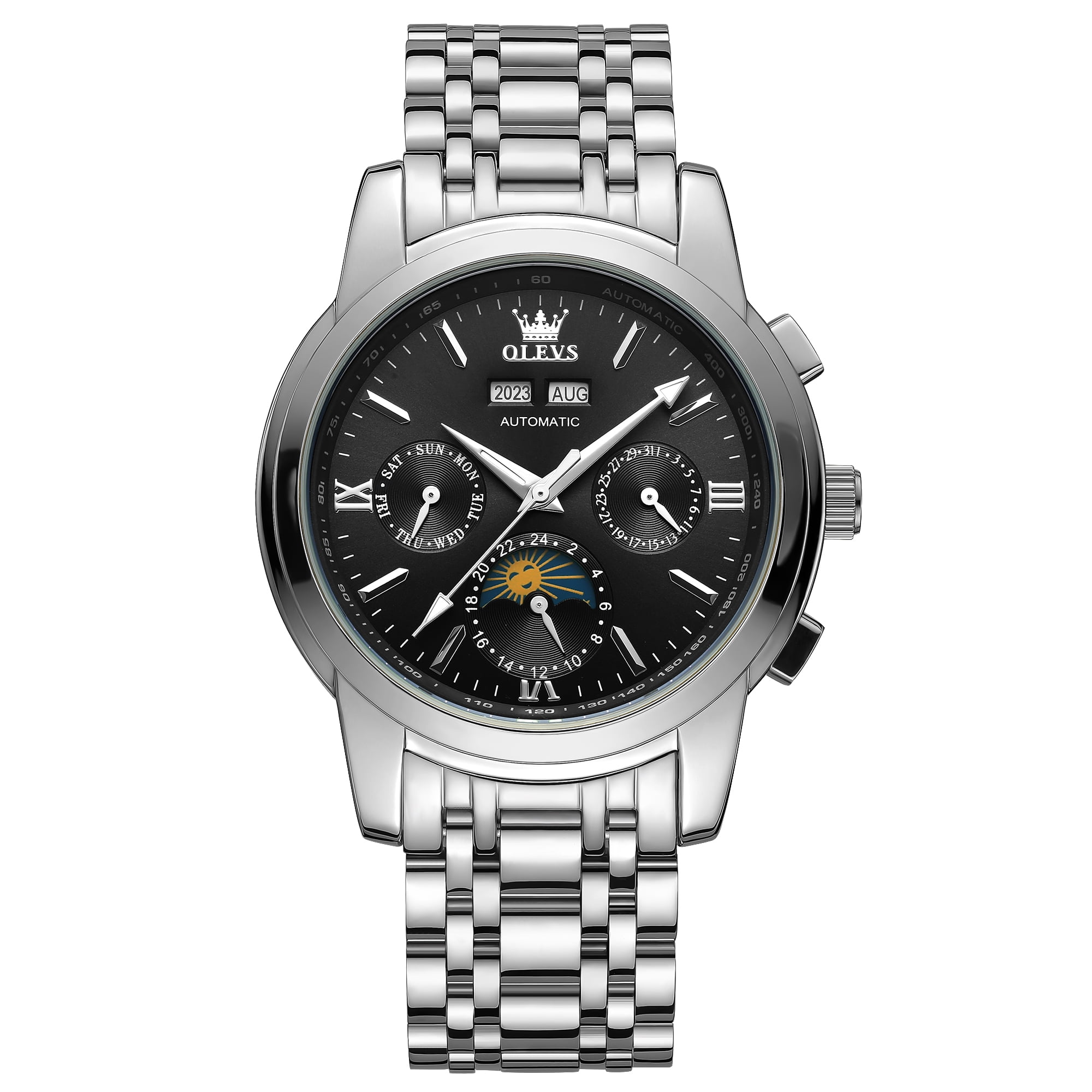 OLEVS Automatic Watches for Mens Stainless Steel Watch Self-Winding ...