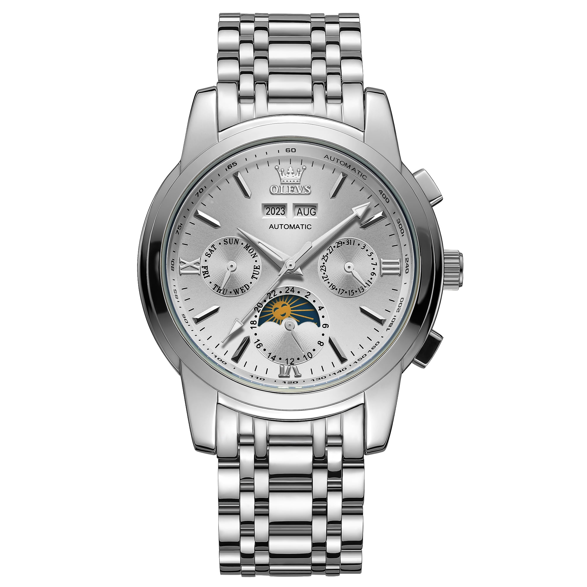 OLEVS Automatic Watches for Mens Stainless Steel Watch Self-Winding ...