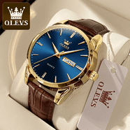 OLEVS Watch for Men Blue Watches for Men Gold and Silver Stainless ...