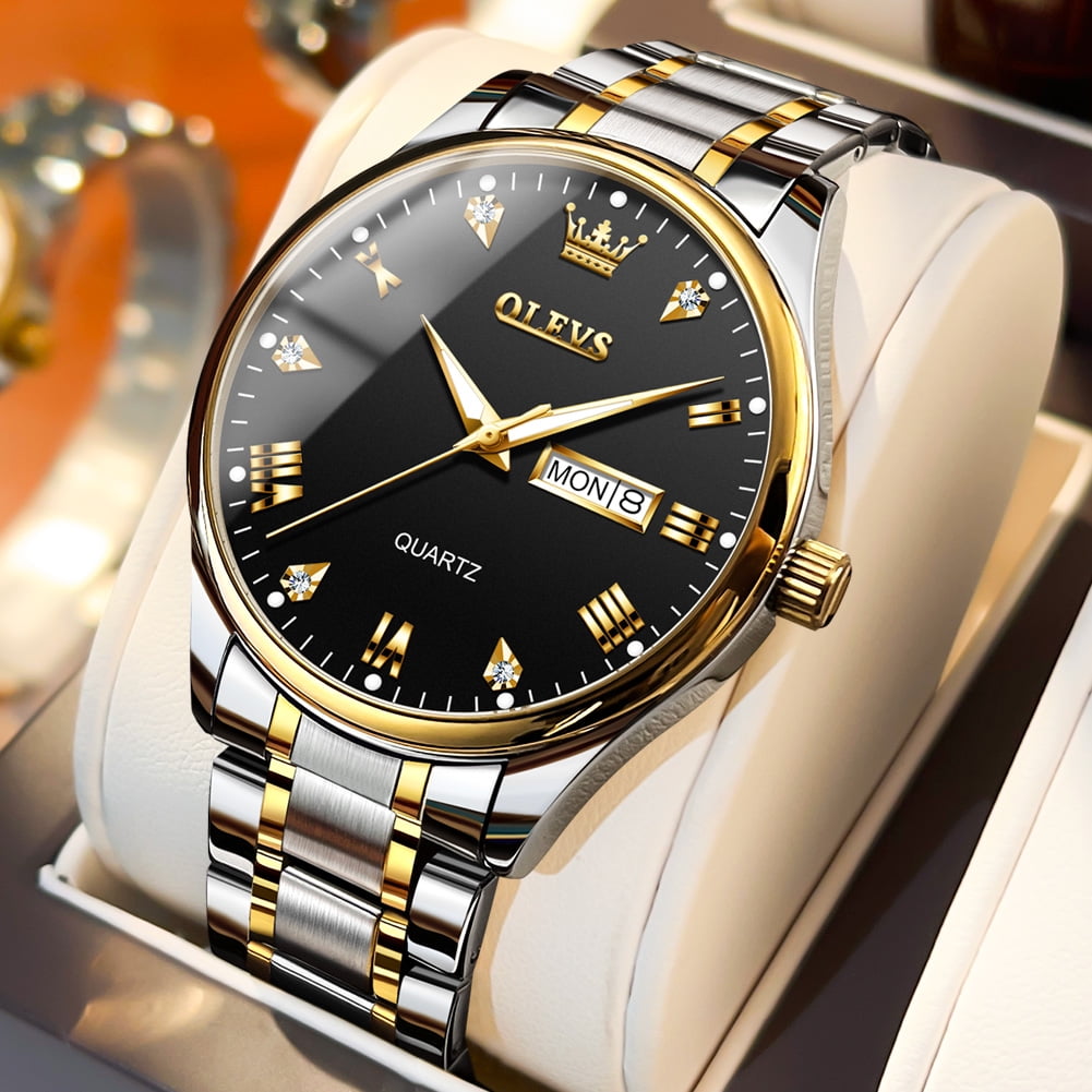 OLEVS Classic Men Watches with Date,Stainless Steel Man Watch with Date ...