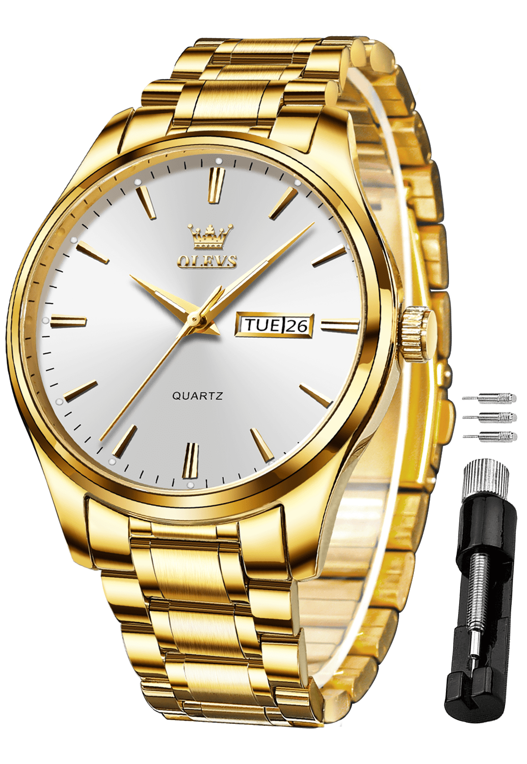 OLEVS Classic Men Watches with Date,Stainless Steel Man Watch with Date ...