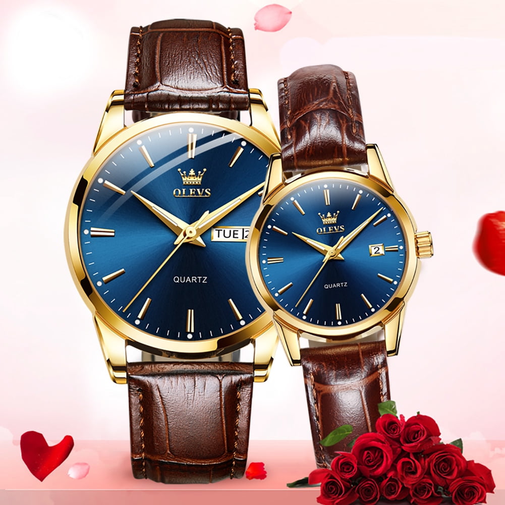OLEVS Couple Watch Valentines Couple Matching Watches His and Her ...