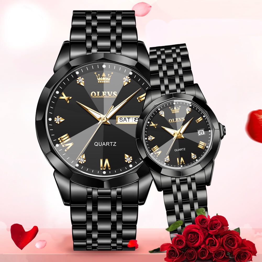 OLEVS Couple Watch Valentines Couple Matching Watches His and Her ...
