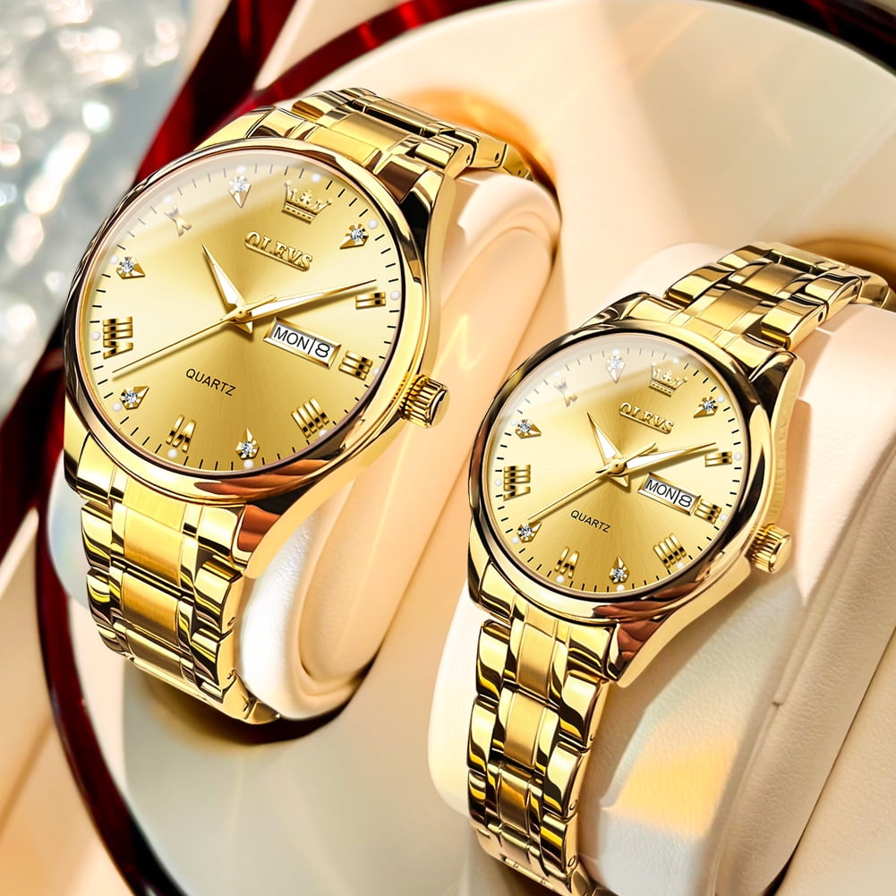 OLEVS Couple Watch Valentines Couple Matching Watches His and Her ...