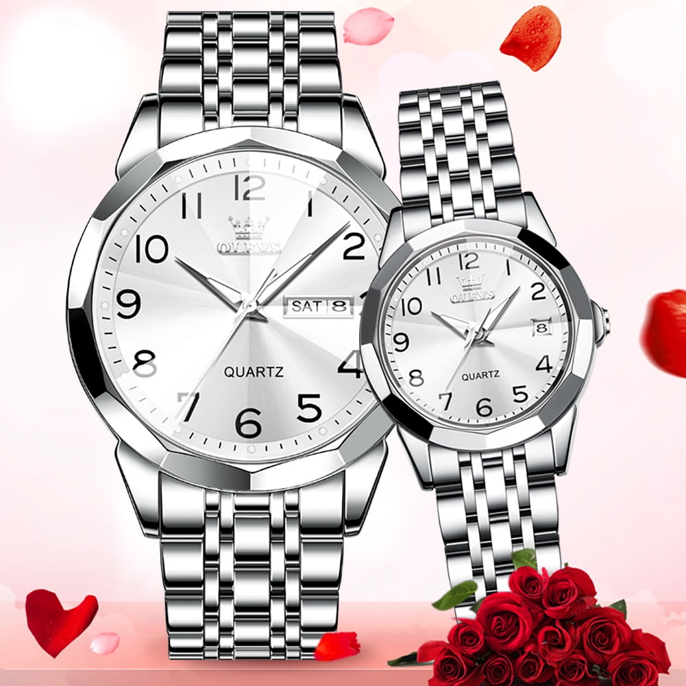 OLEVS Couple Watch Valentines Couple Matching Watches His and Her ...