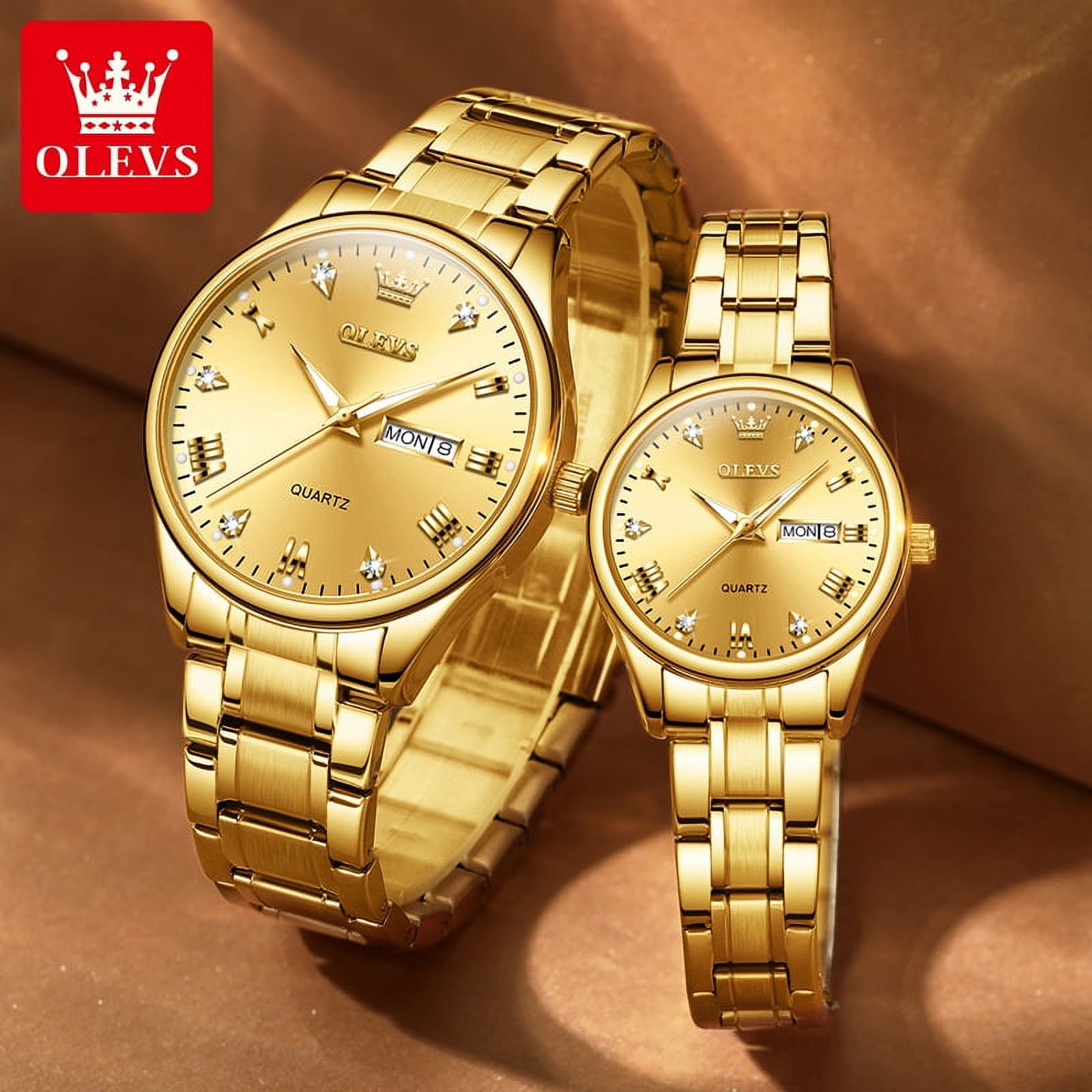 OLEVS Couple Watches Men and Women Gift Set, Valentines Diamond ...