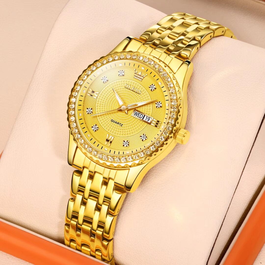 OLEVS Gold Watches For Women Fashion Day Data Women Watches Classic ...