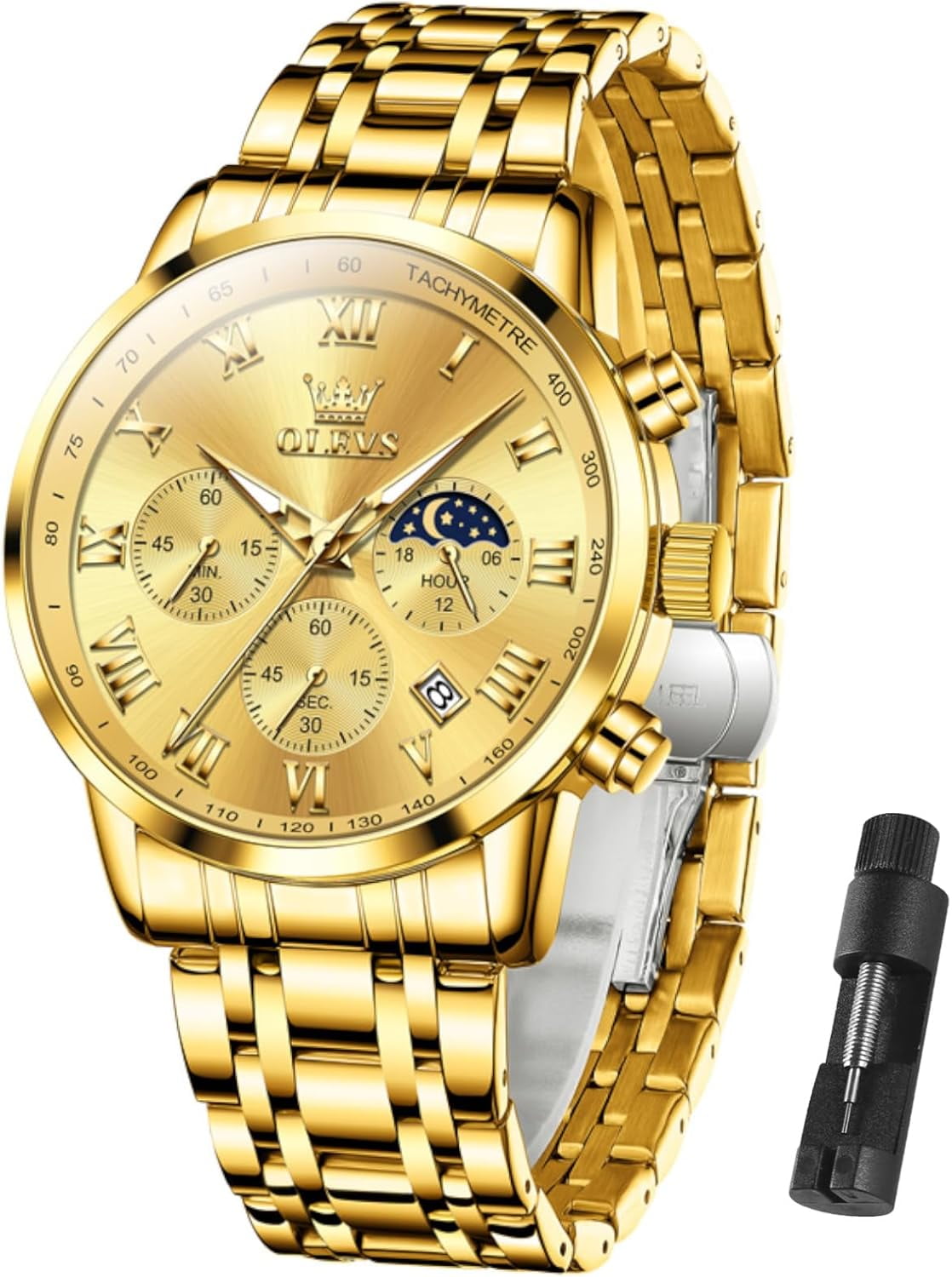 OLEVS Men Multifunction Watch, Multi Dial Waterproof Luminous ...