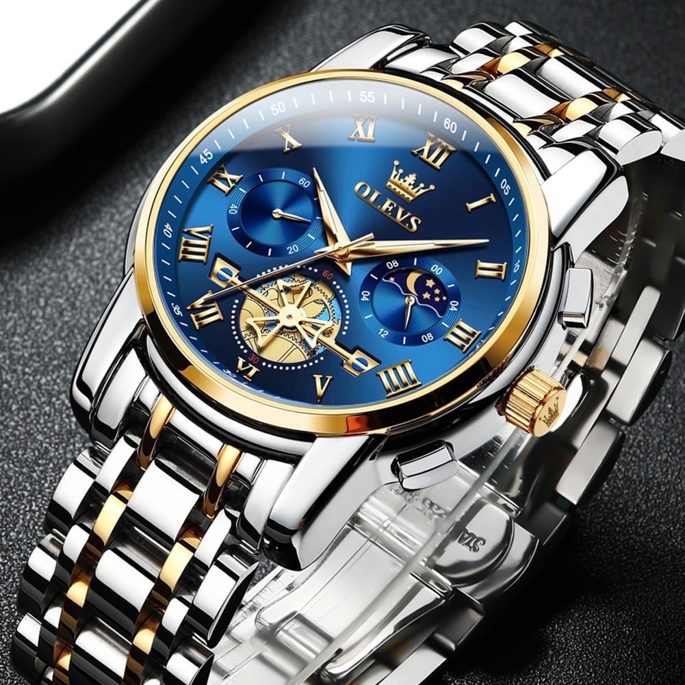 OLEVS Chronograph Watch, Men's Two-Tone Stainless Steel, Quartz ...