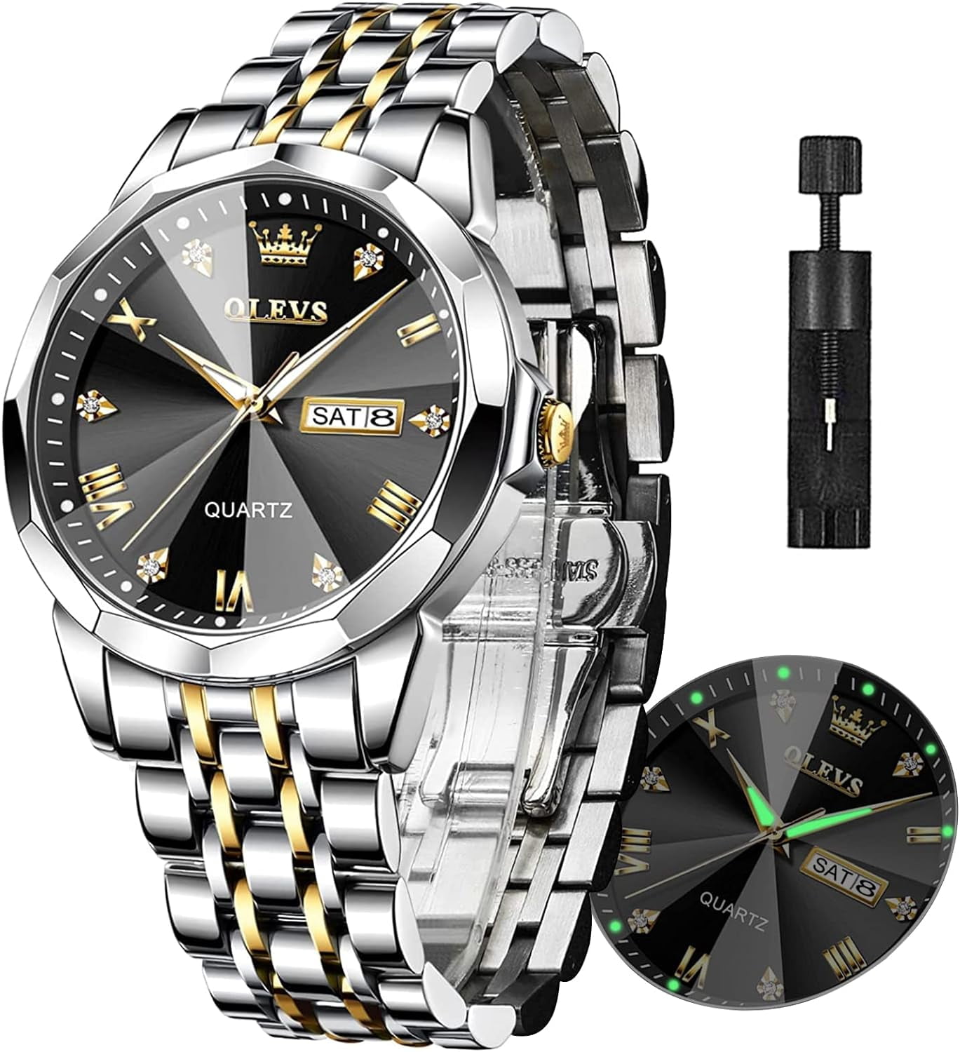 OLEVS Men's Watch,Classic Silver Watches for Men, Waterproof Stainless ...