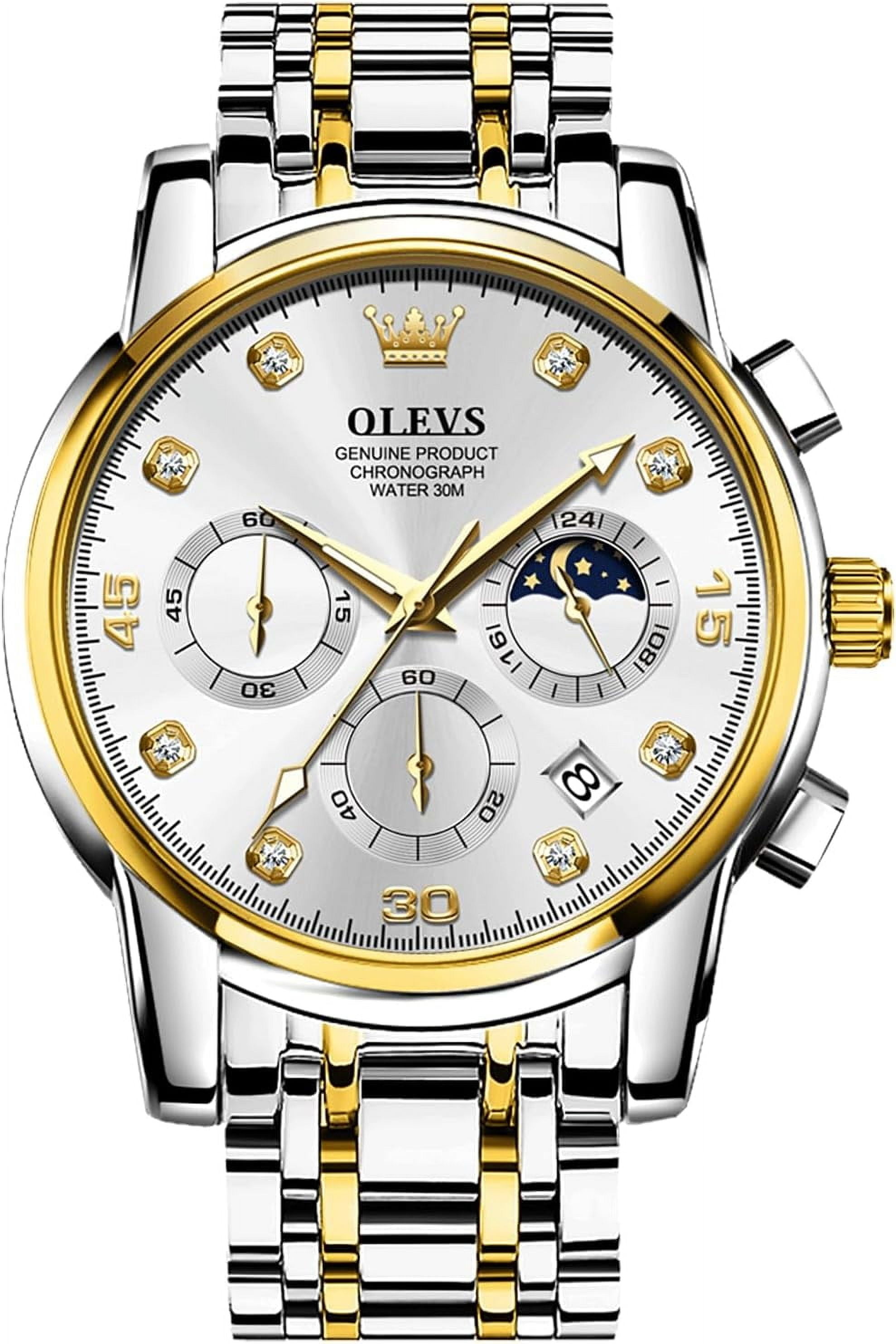 OLEVS Men's Watch, Multifunction Stainless Steel Mens Chronograph Watch ...