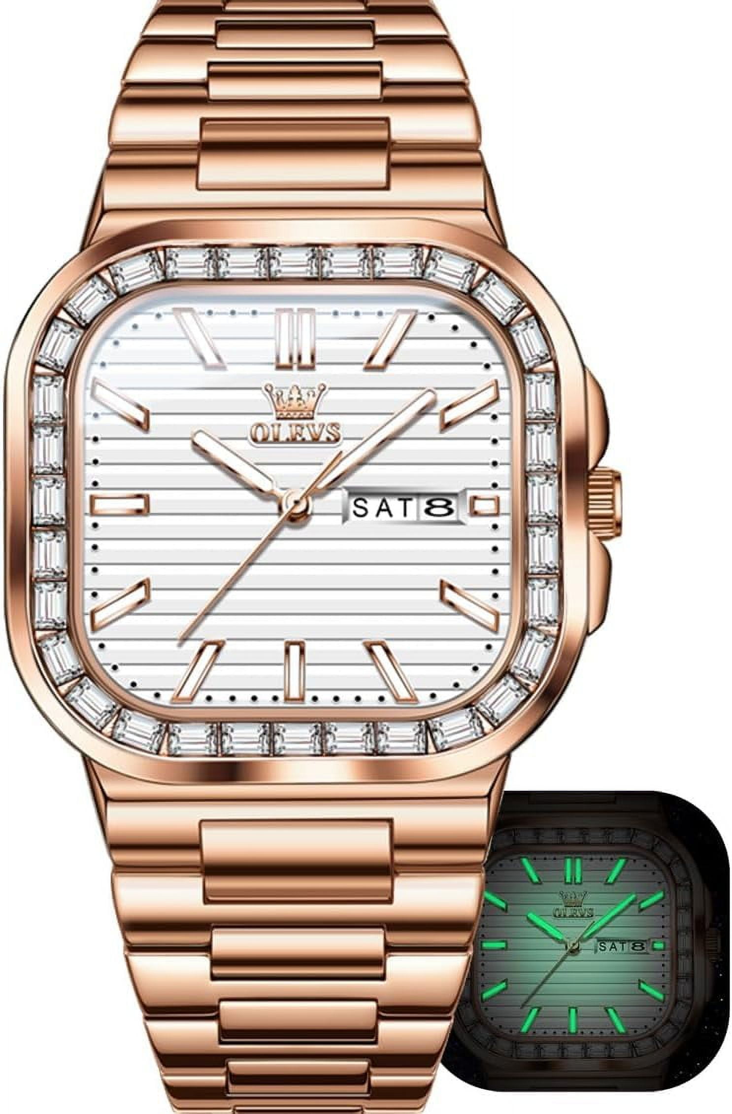 OLEVS Mens Tank Watch Minimalist Diamond Watch Fashion Dress Analog ...