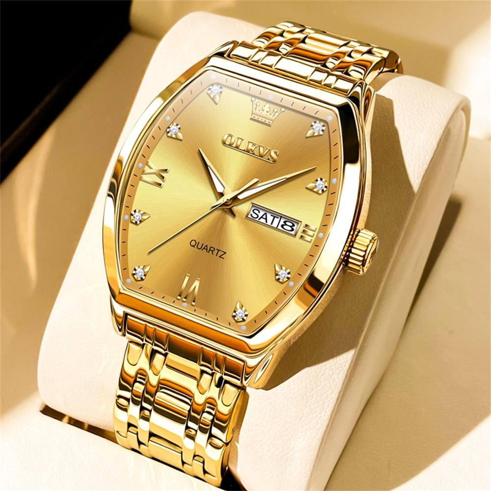 OLEVS Mens Watches Square Business Dress Diamond Analog Quartz Date ...