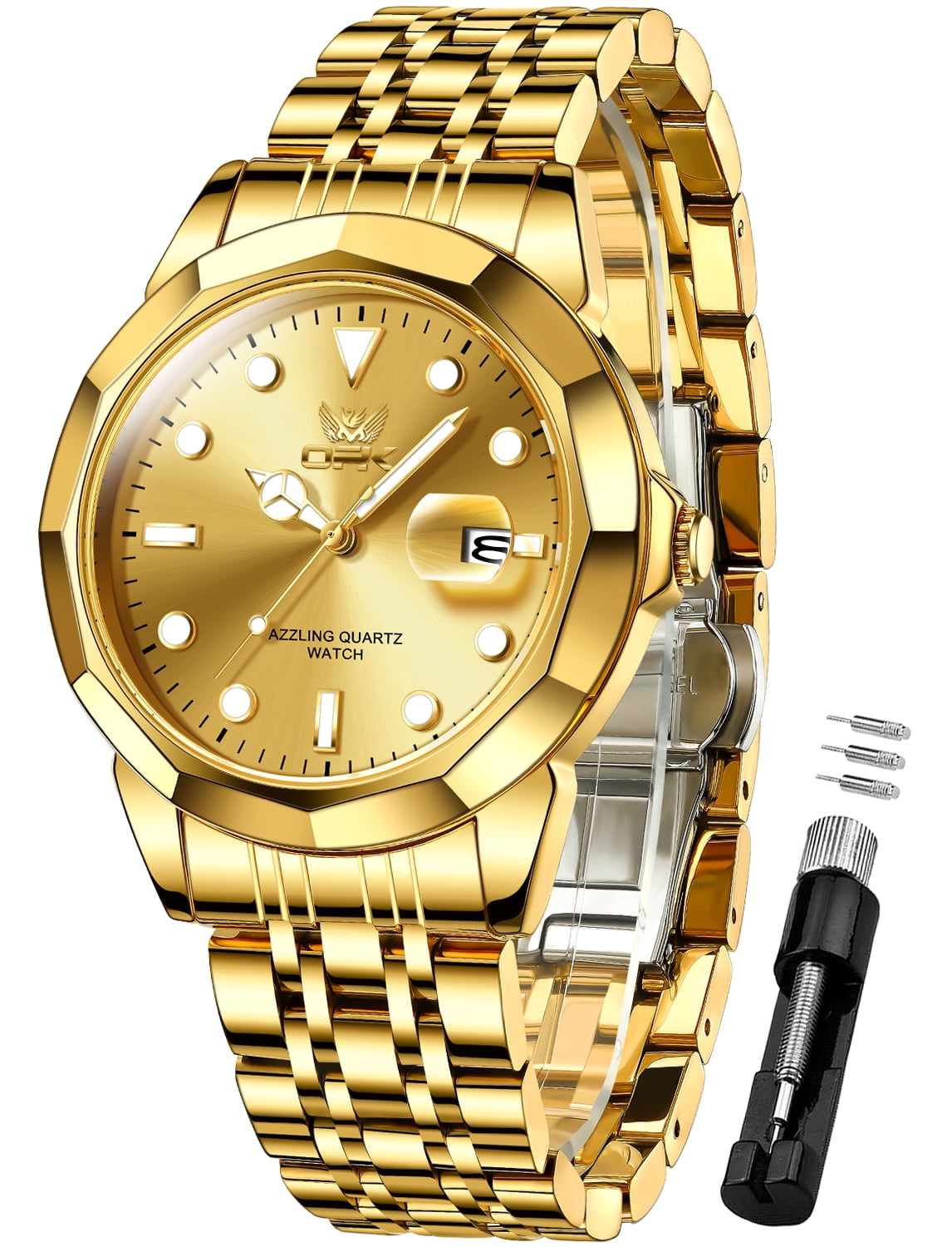 OPK Watches for Men Stainless Steel Business Dress Luxury Big Large ...