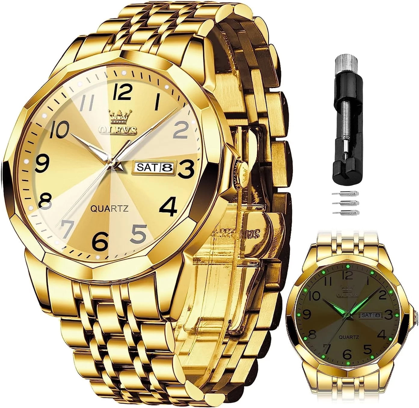 OLEVS Watch for Men Business Dress Diamond Analog Quartz Date Luxury ...