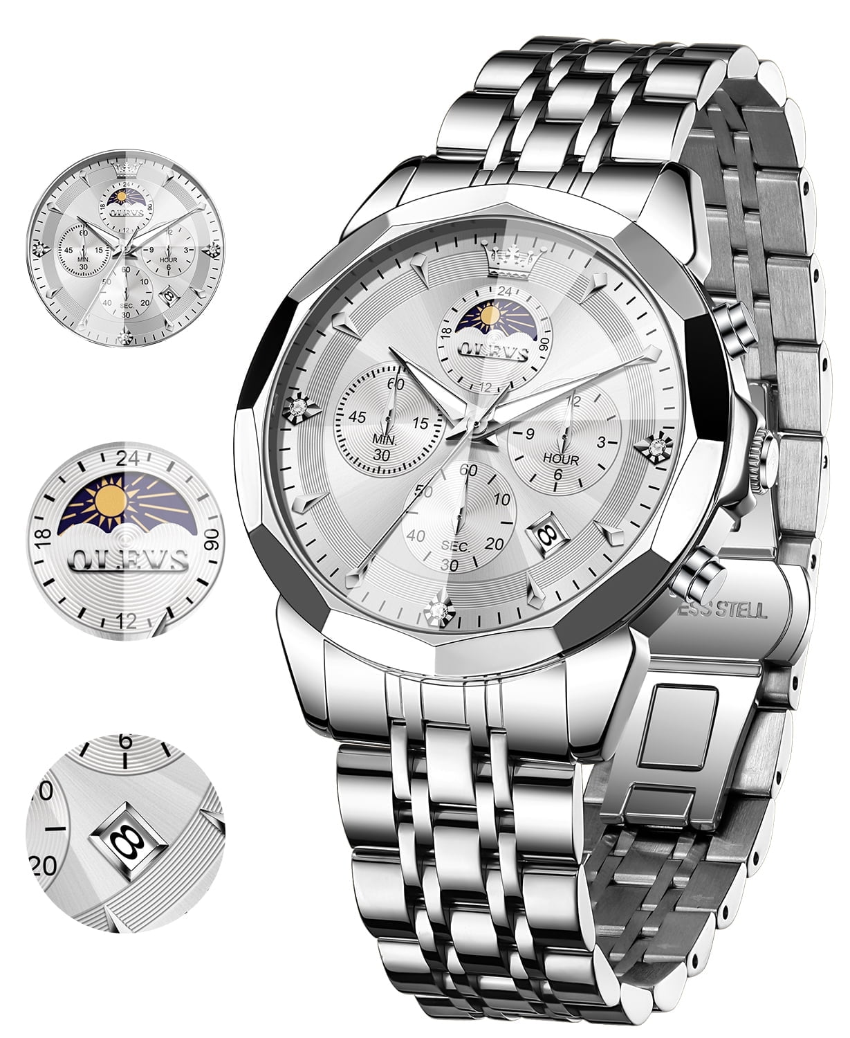 OLEVS Watches For Men Business Dress Luxury Casual Chronograph ...