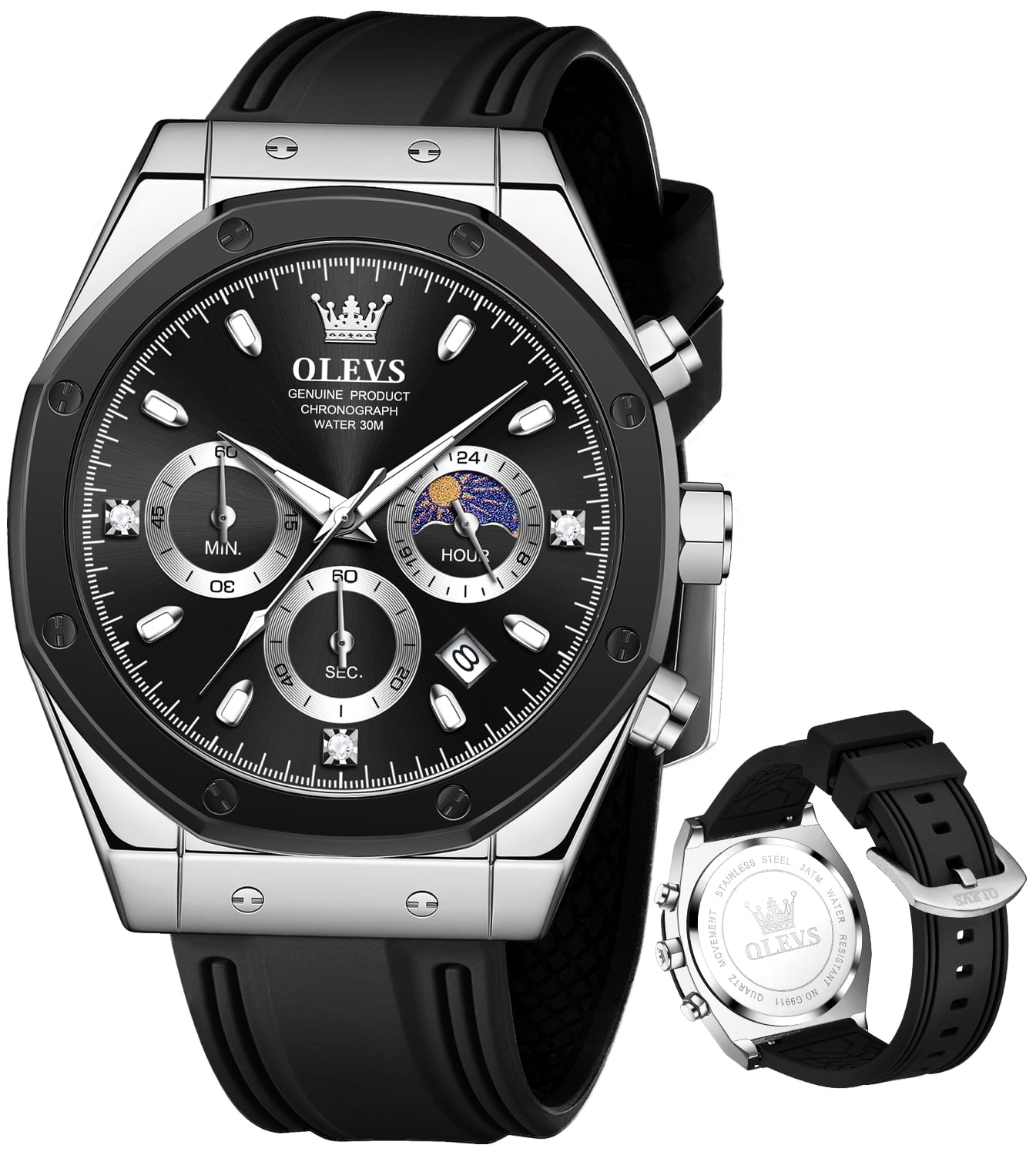 OLEVS Watches for Men Chronograph Waterproof Luxury Dress Quartz ...