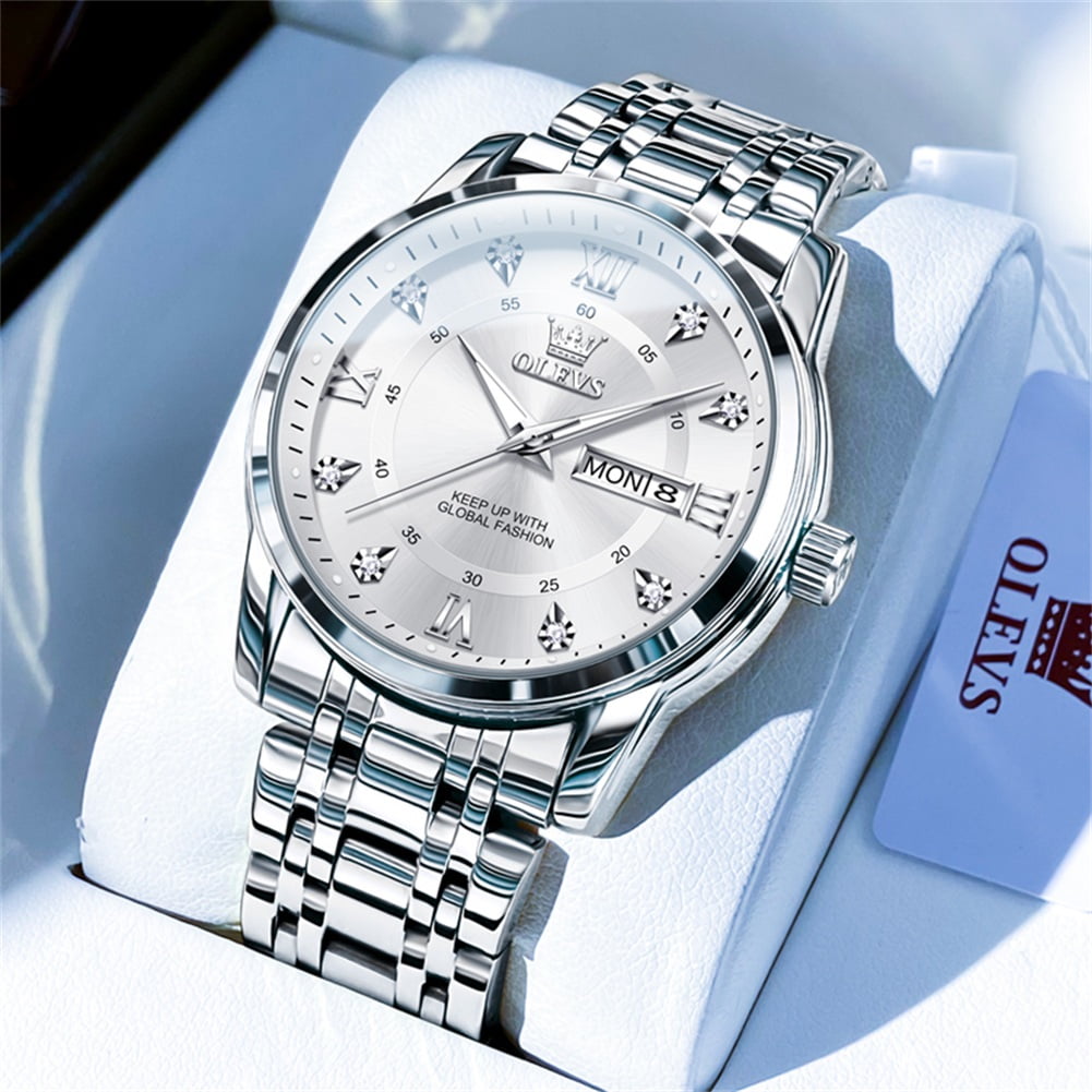 OLEVS Watches for Men Classic Business Dress Analog Quartz Stainless ...