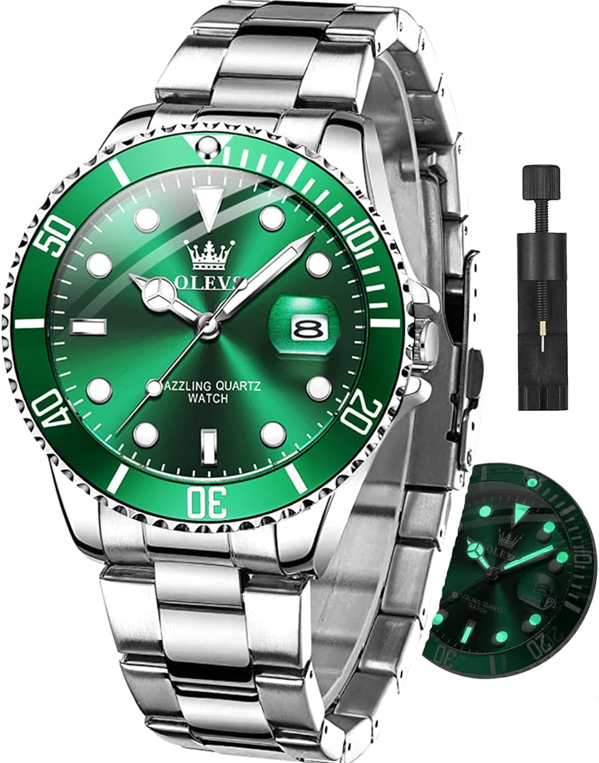 OLEVS Watches for Men with Date Luxury Big Face Waterproof Mens ...
