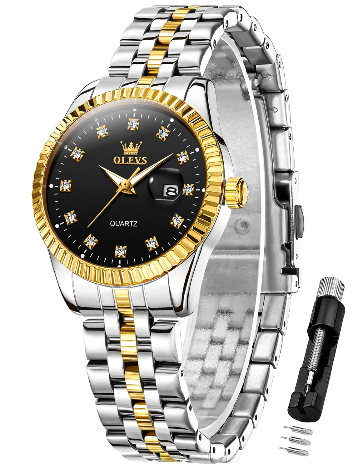 OLEVS Watches for Women Diamond with Date Luxury Female Waterproof ...