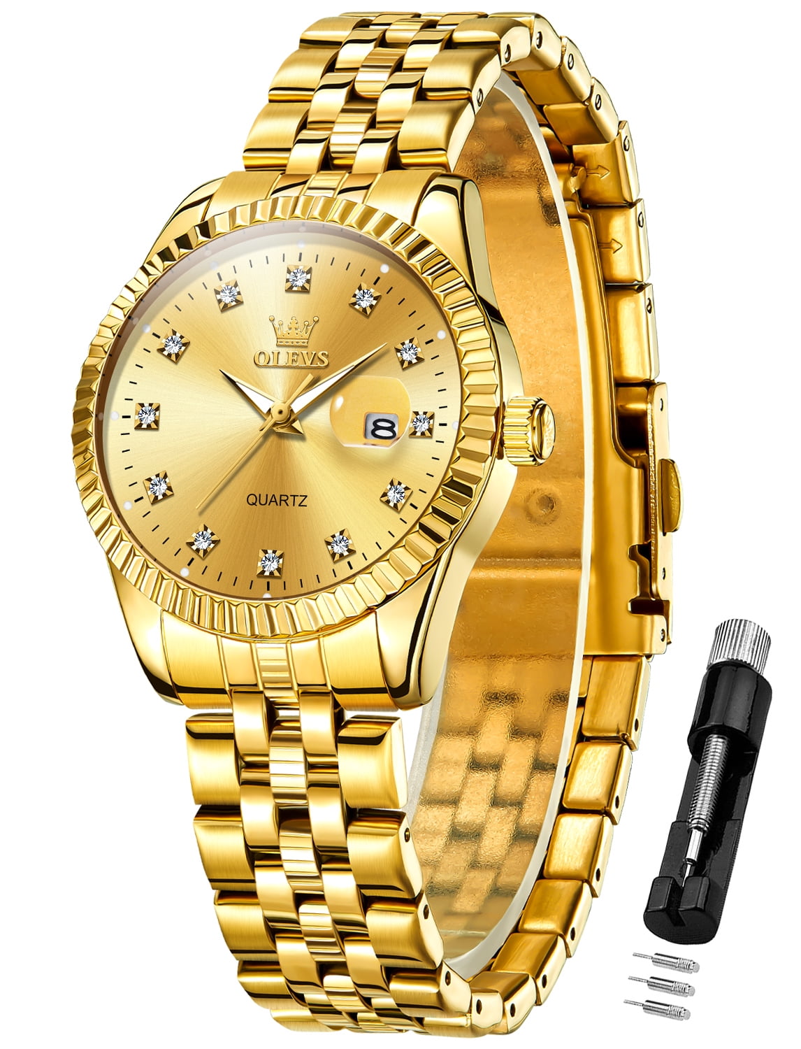 OLEVS Watches for Women Diamond with Date Luxury Female Waterproof ...