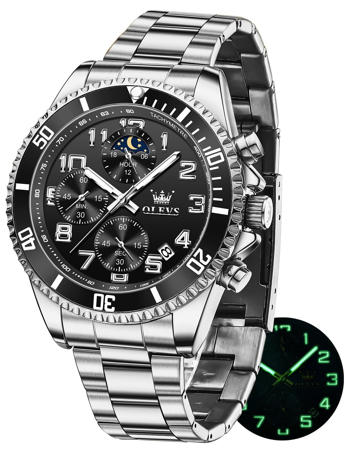 OLEVS, Men's Chronograph Watch, 2926, Waterproof Moon Phase - Walmart.com