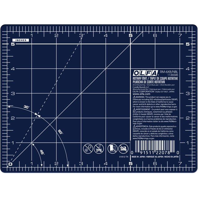 OLFA Double-Sided Self-Healing Rotary Mat 6"X8"-Navy - Walmart.com