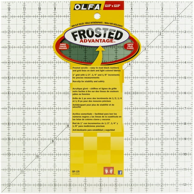 OLFA Frosted Advantage Non-Slip Ruler "The Standard"-12-1/2"X12-1/2" - Walmart.com
