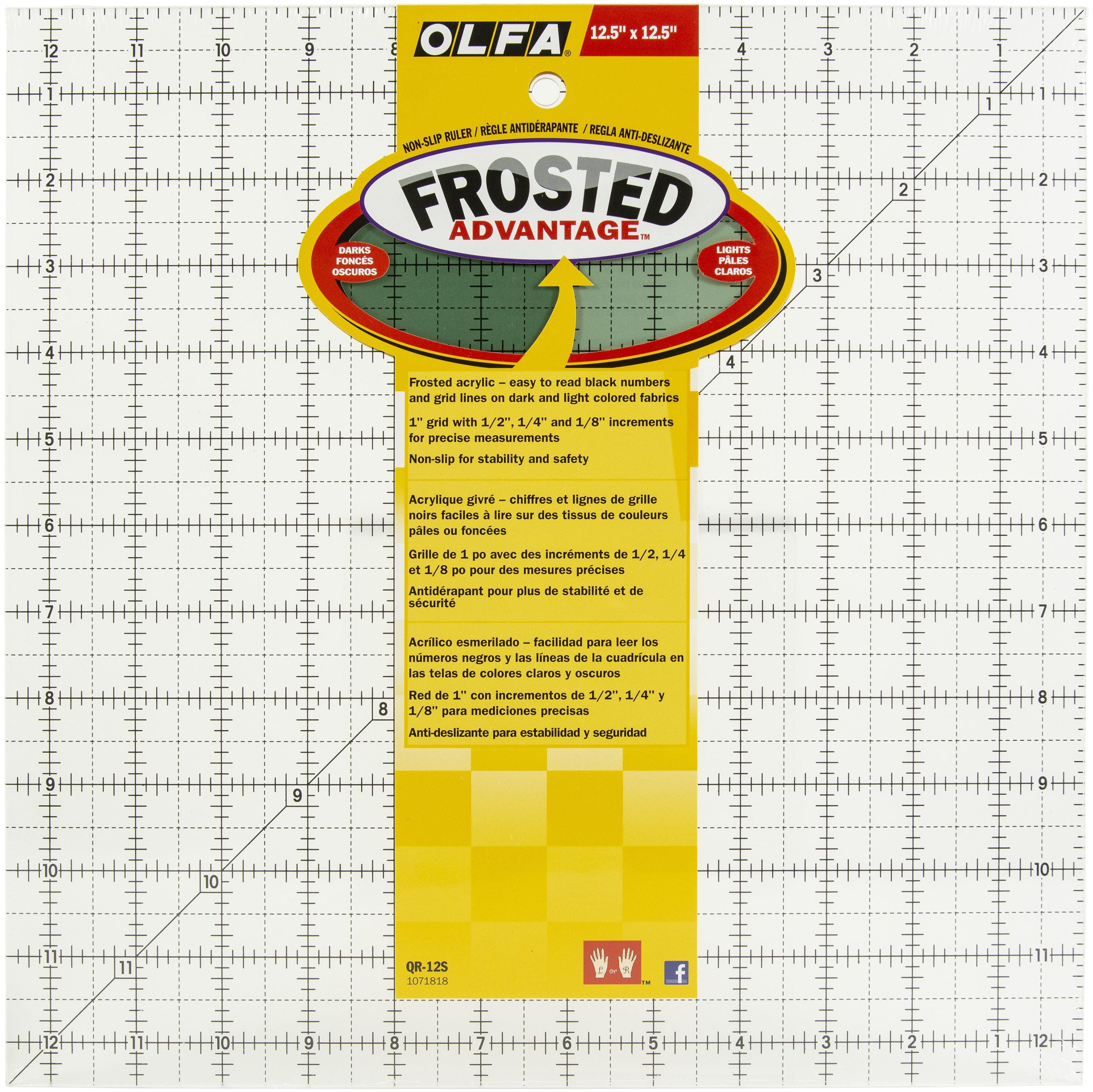 OLFA Frosted Advantage Non-Slip Ruler "The Standard"-12-1/2"X12-1/2 ...