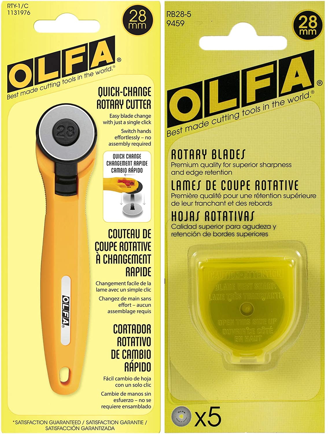 OLFA Rotary Fabric Cutter 28MM with 10 Blade Refill For Quilting ...