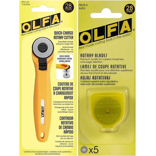 OLFA Rotary Fabric Cutter 28MM with 10 Blade Refill For Quilting ...