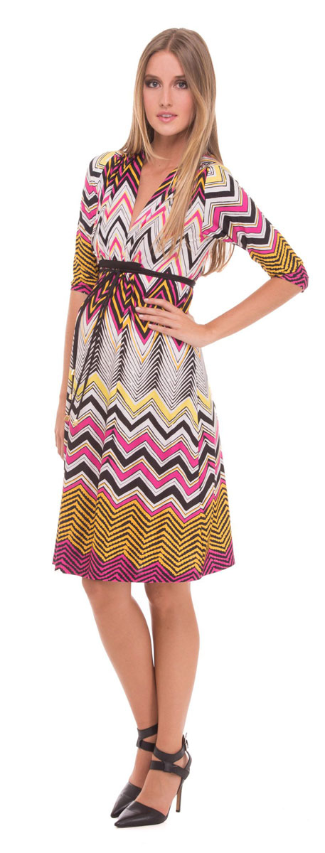OLIAN Maternity Women's Jeanette Zig Zag Print Neck Tie Dress - Walmart.com