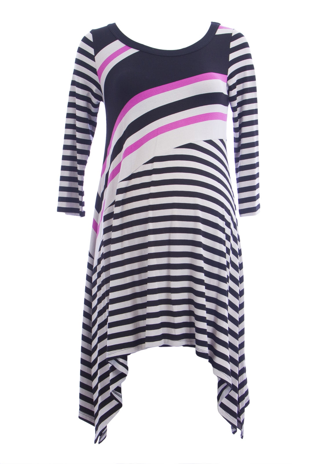 OLIAN Maternity Women's Striped Asymmetrical Hem Tunic Dress X-Small ...