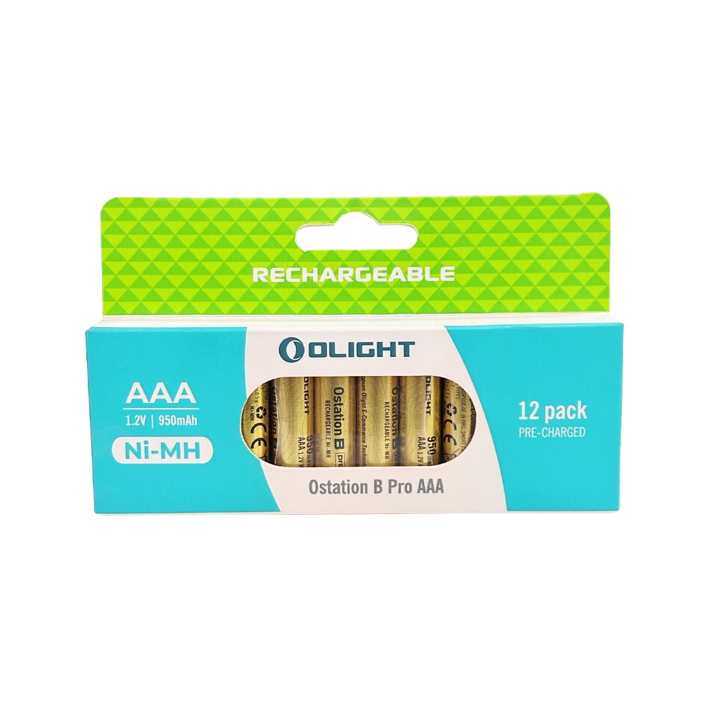 OLIGHT B Pro AAA Rechargeable NiMH Batteries, 12-Count Pack, 950mAh ...